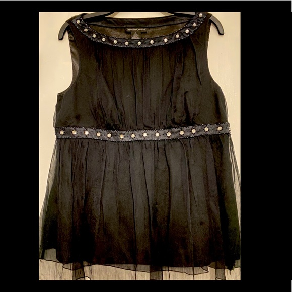 Spenser Jeremy | Tops | Spenser Jeremy Black Silk Top Blouse Stone Bead ...